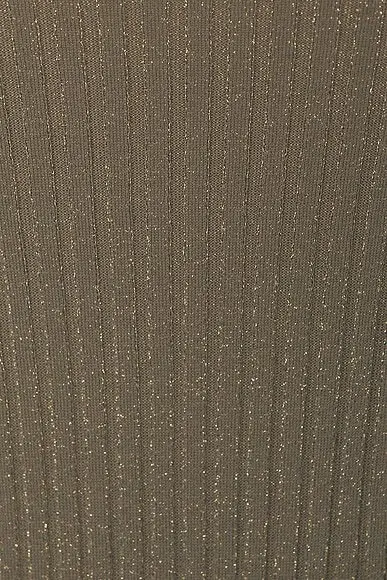 LESET Ribbed Long Sleeve Maxi Dress With Metallic Detailing - Moss
