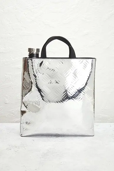 Prada Metallic Spazzolato Embossed Tote Bag