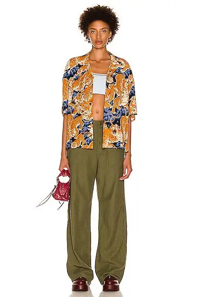 R13 Wide Leg Utility Pant - Olive