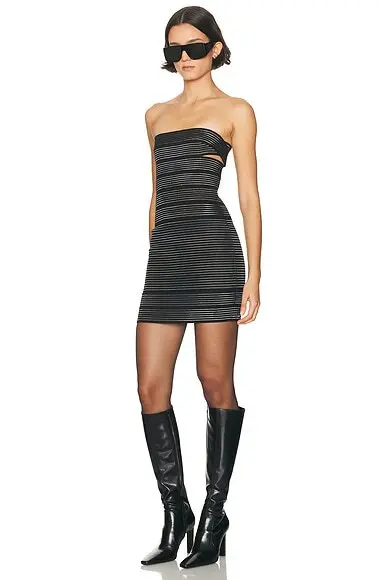 HAELO Elastic Brace Mini Dress - Black