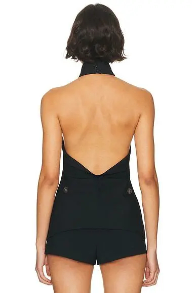 HAELO Wrap Lapel Halter Top