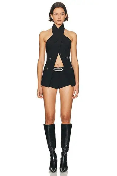 HAELO Wrap Lapel Halter Top