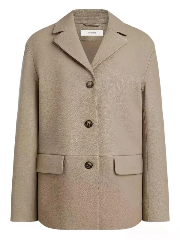 12 STOREEZ Button Leather Jacket