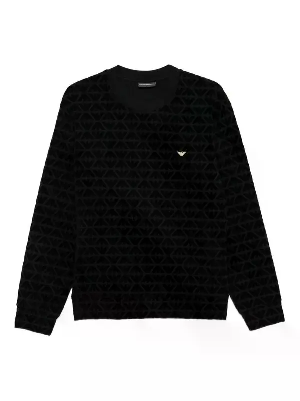 Emporio Armani Logo-embroidered Patterned Sweatshirt