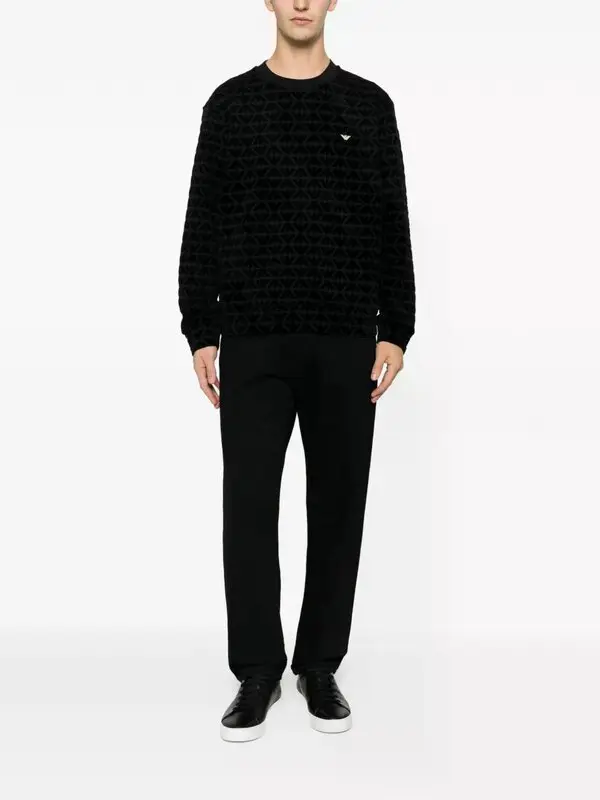 Emporio Armani Logo-embroidered Patterned Sweatshirt