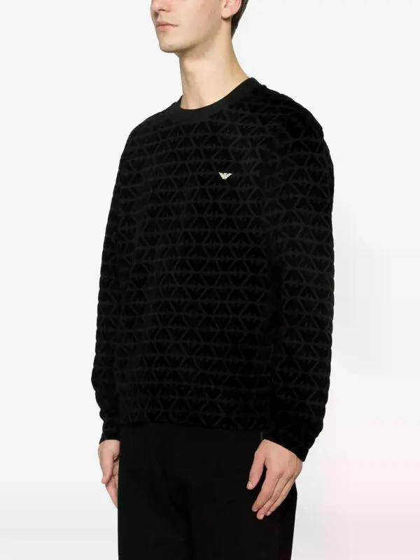 Emporio Armani Logo-embroidered Patterned Sweatshirt