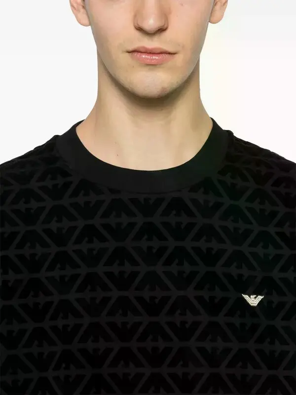 Emporio Armani Logo-embroidered Patterned Sweatshirt