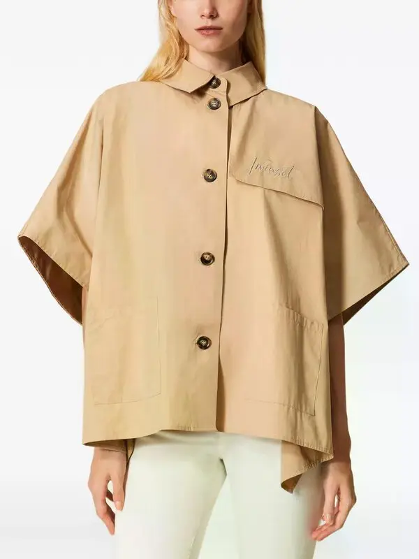 TWINSET Cotton Gabardine Woven Poncho