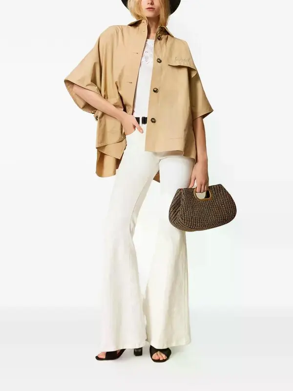 TWINSET Cotton Gabardine Woven Poncho