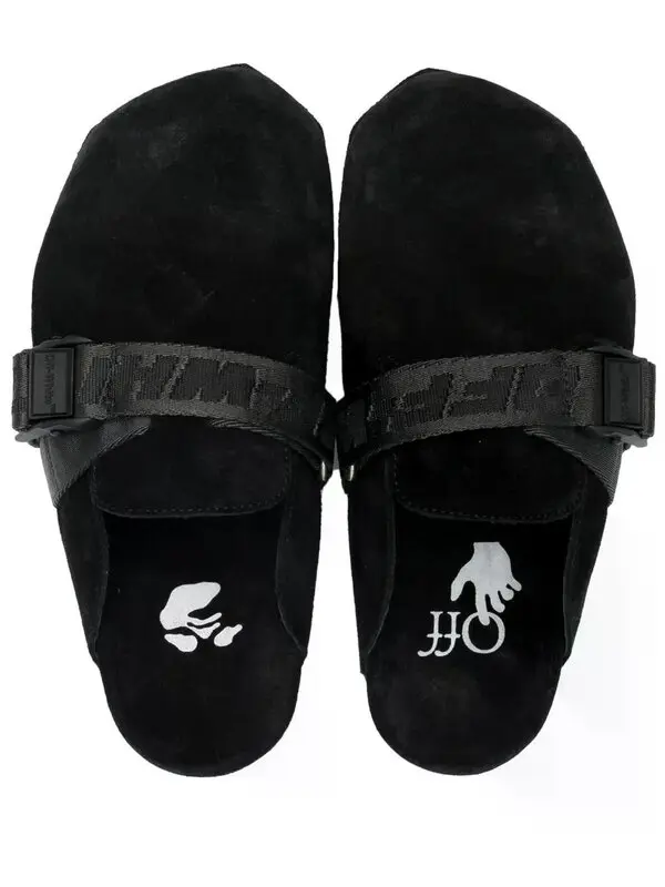 Off-White Debossed Logo Buckled Mules