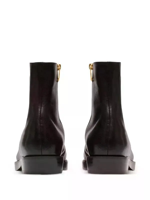 Balmain Square-toe Leather Boots With Gold Cap Toe