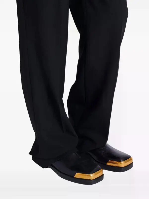Balmain Square-toe Leather Boots With Gold Cap Toe
