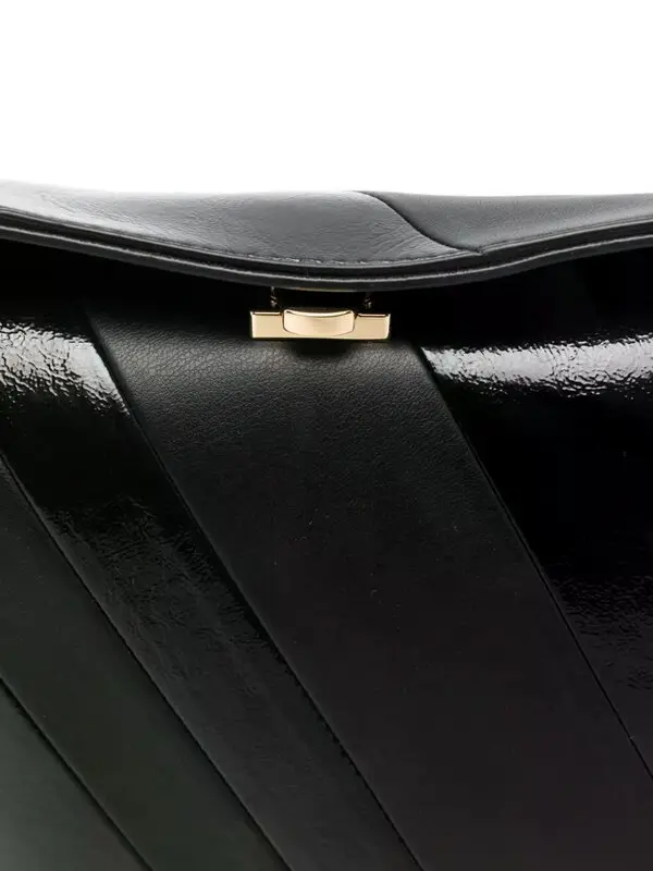 THEMOIRE Eudora Diagonal-stripe Shoulder Bag - Black