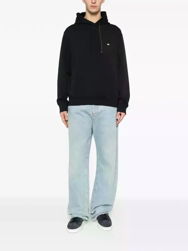 Emporio Armani Logo-embroidered Hoodie - Blue