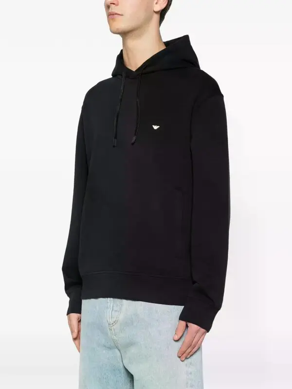 Emporio Armani Logo-embroidered Hoodie - Blue