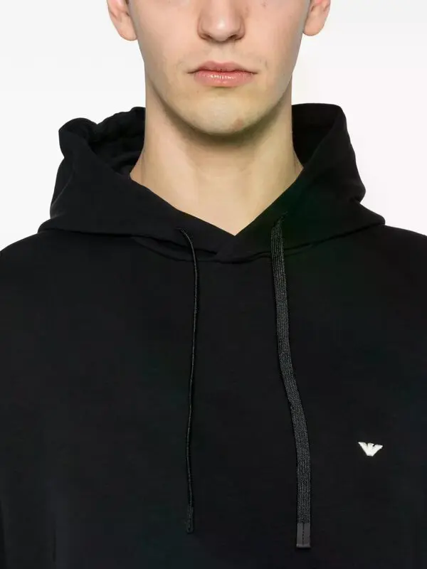 Emporio Armani Logo-embroidered Hoodie - Blue