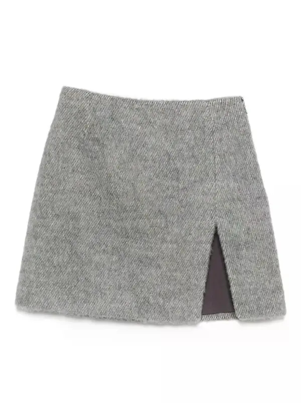 Andamane Front-slit Mini Skirt - Grey