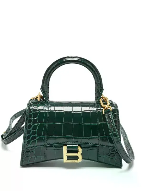 Balenciaga Hourglass Croc-embossed Leather Bag