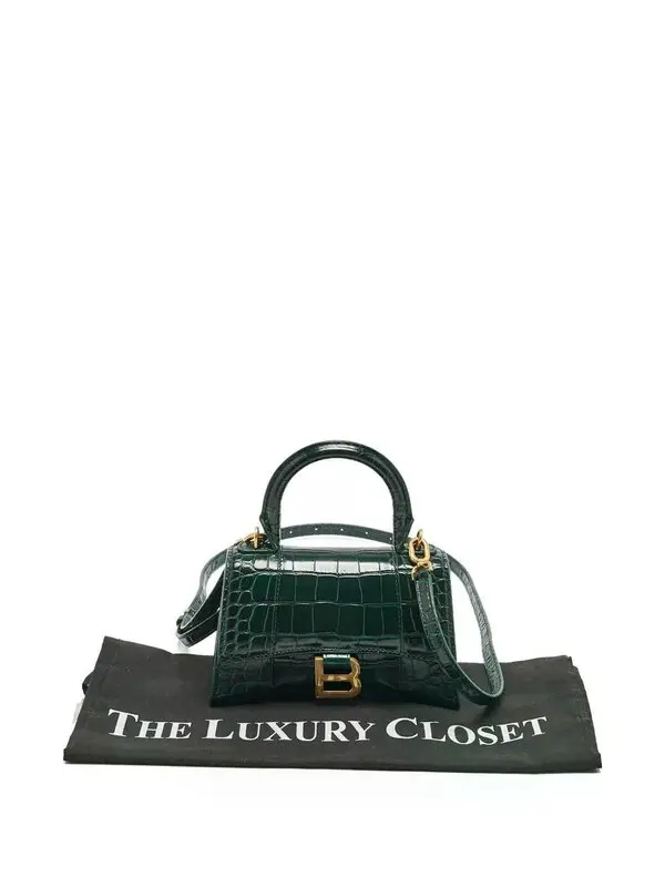 Balenciaga Hourglass Croc-embossed Leather Bag