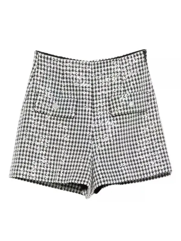 Sandro Sequin Houndstooth Tweed High-waist Shorts