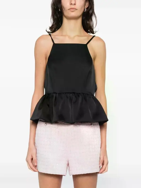 Sandro Ruffled Hem Crop Top