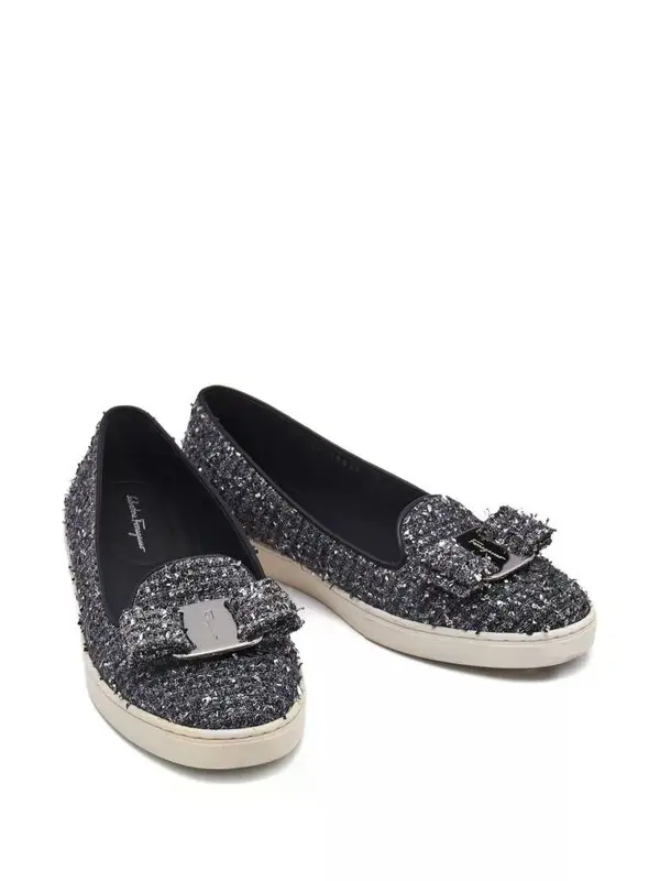 FERRAGAMO Tweed Bow-detail Sneakers