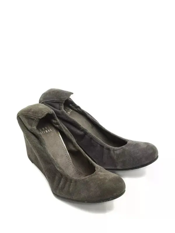 STUART WEITZMAN Dark Suede Wedge Heel Round Toe Pumps