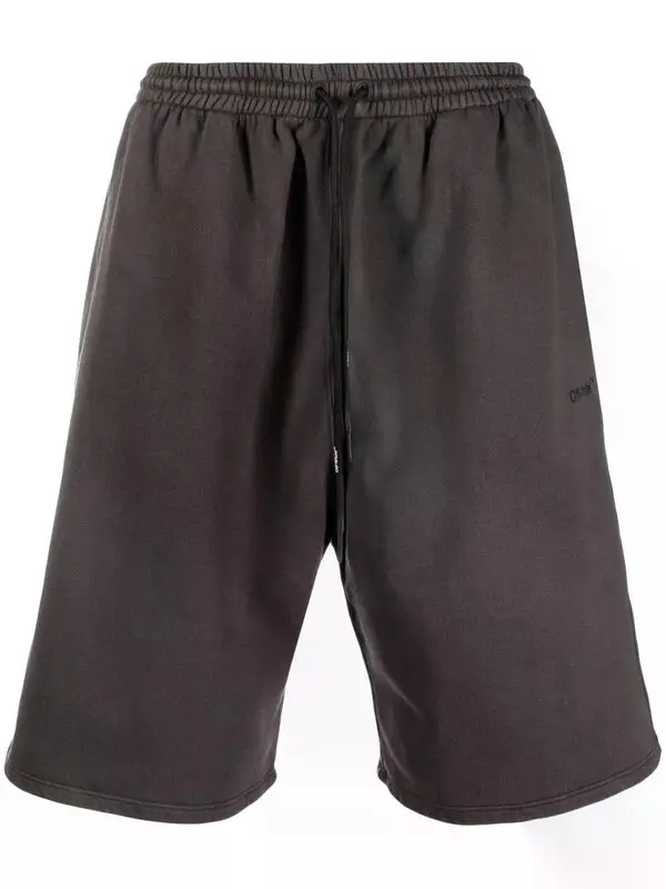 Off-White Diag-stripe Cotton Shorts - Grey