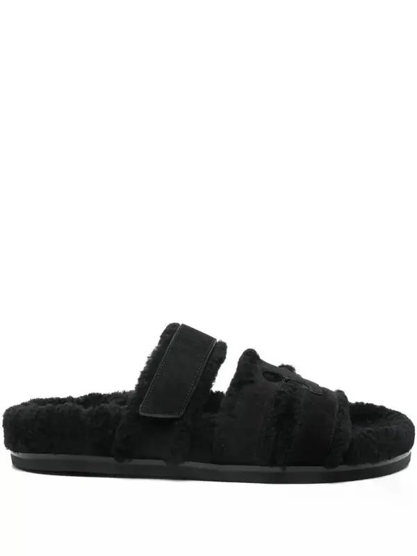 Tory Burch Ines Shearling Slippers - Black