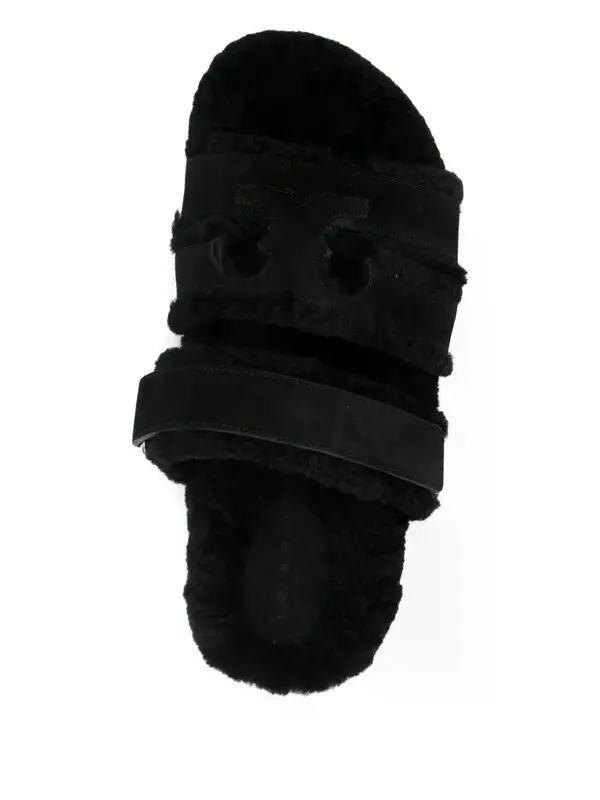 Tory Burch Ines Shearling Slippers - Black