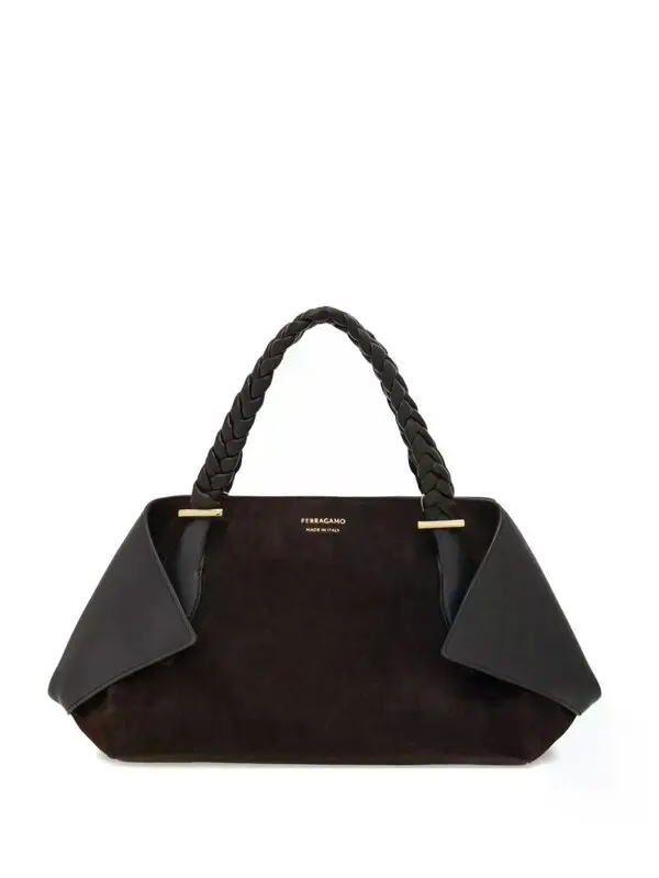 FERRAGAMO Shoulder Bag With Braided Handle - Brown