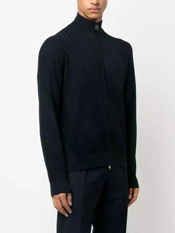 Brioni Embossed Zip-up Jumper