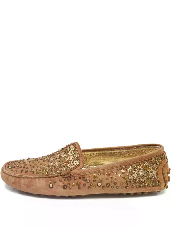 TOD'S Embellished Suede Loafers