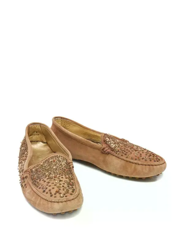 TOD'S Embellished Suede Loafers