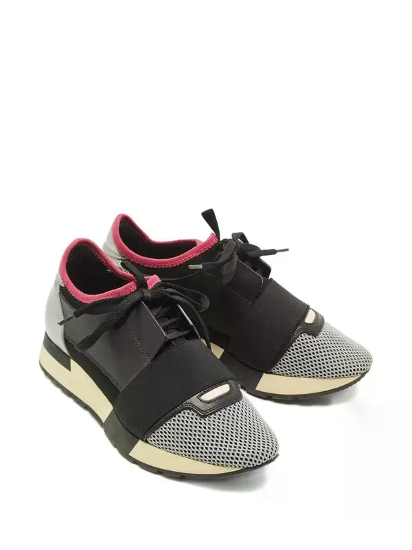 Balenciaga Leather And Mesh Panel Lace-up Sneakers - Multicolour
