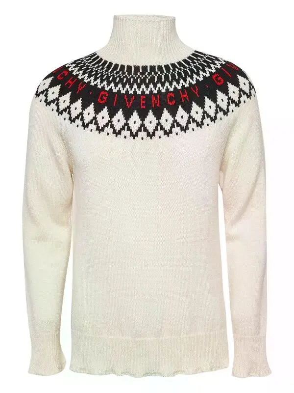Givenchy Off-white Wool Fair Isle Turtleneck Sweater