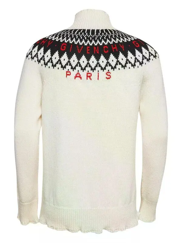 Givenchy Off-white Wool Fair Isle Turtleneck Sweater