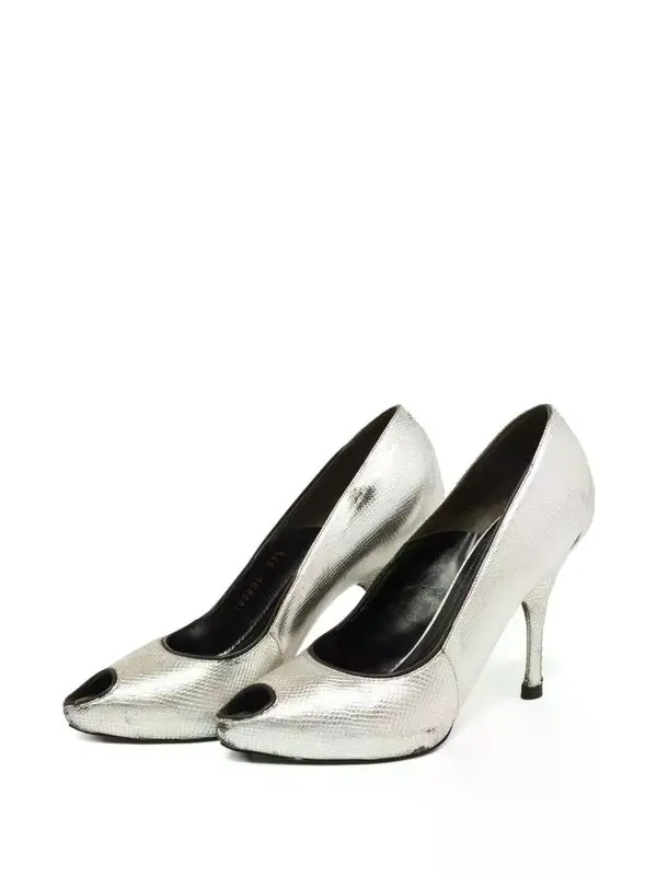 Alexander McQueen Lizard Embossed Leather Peep-toe High Heels