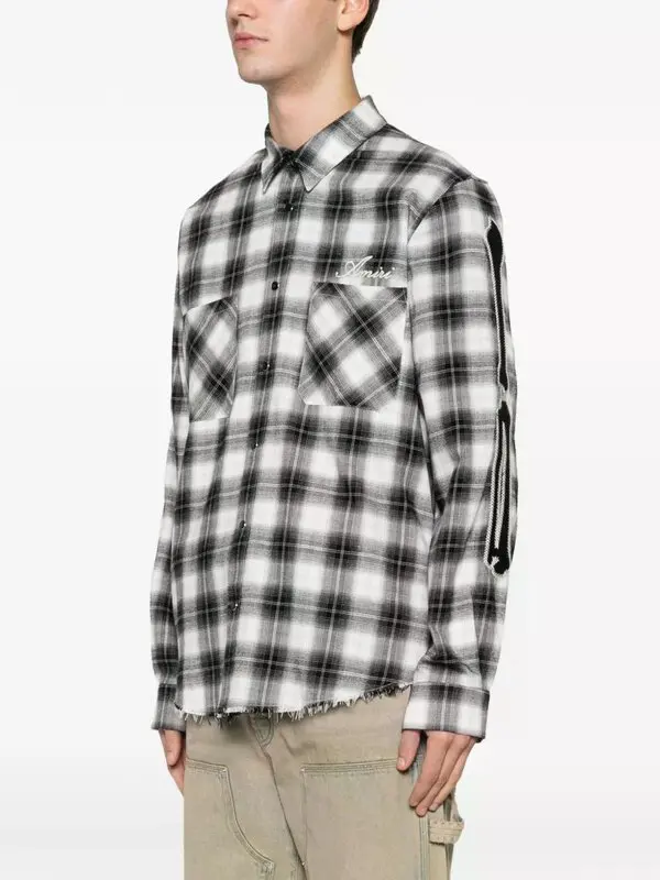 Amiri Bones-appliqué Plaid Shirt