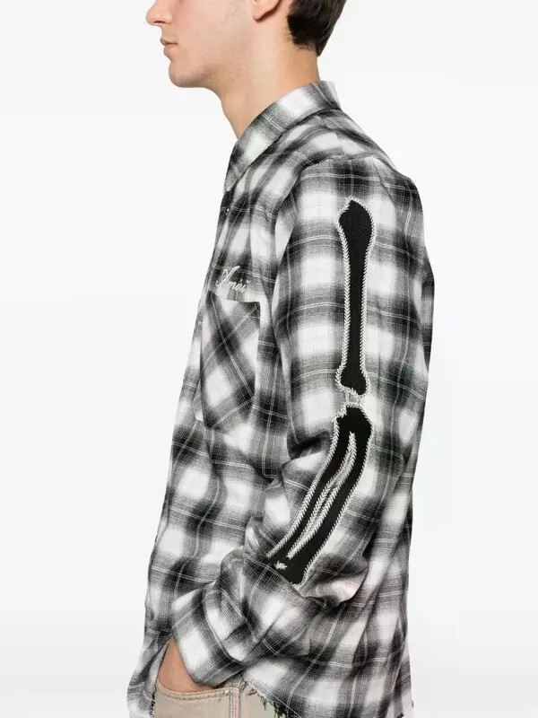 Amiri Bones-appliqué Plaid Shirt