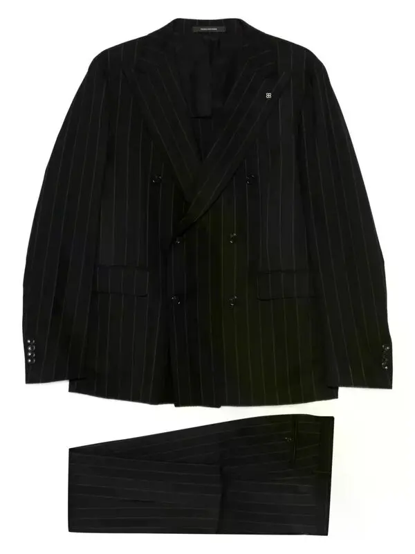 Tagliatore Pinstripe Suit - Black