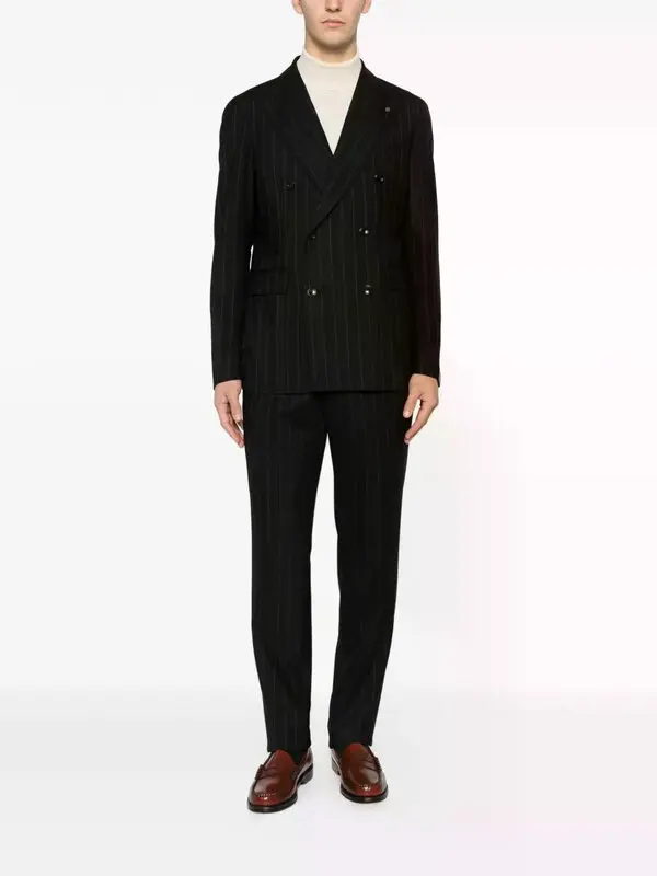Tagliatore Pinstripe Suit - Black