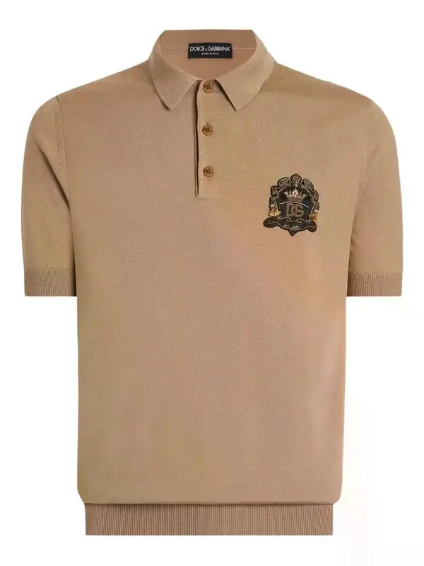 Dolce & Gabbana Appliqué Short-sleeve Polo Shirt - Neutrals