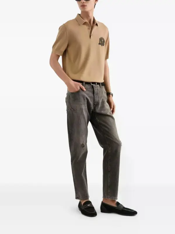 Dolce & Gabbana Appliqué Short-sleeve Polo Shirt - Neutrals