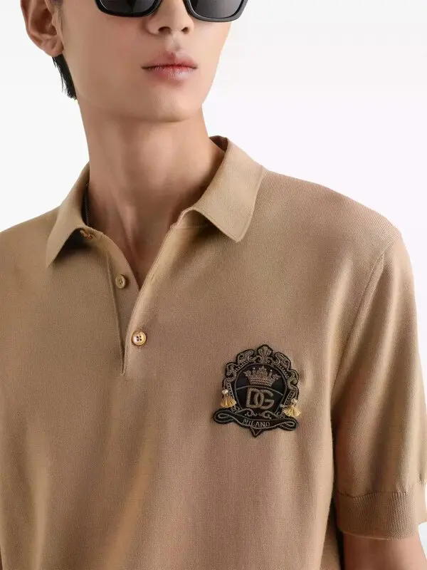 Dolce & Gabbana Appliqué Short-sleeve Polo Shirt - Neutrals