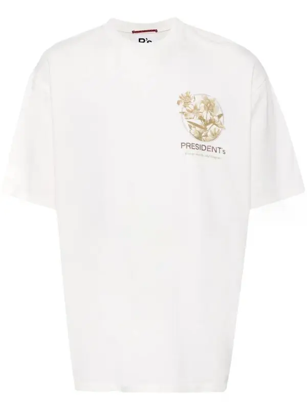 President's Floral-print Cotton T-shirt - Neutrals