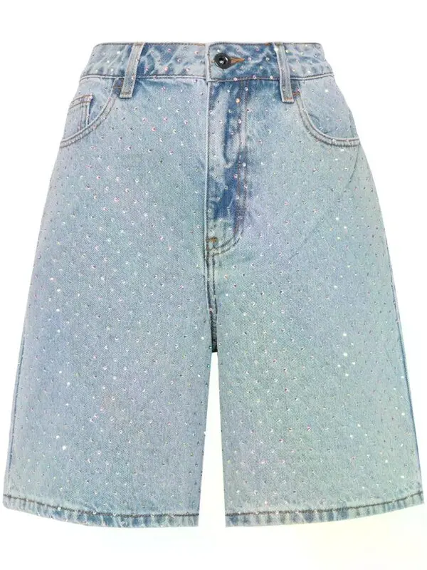 SELF-PORTRAIT Crystal-embellished Denim Shorts