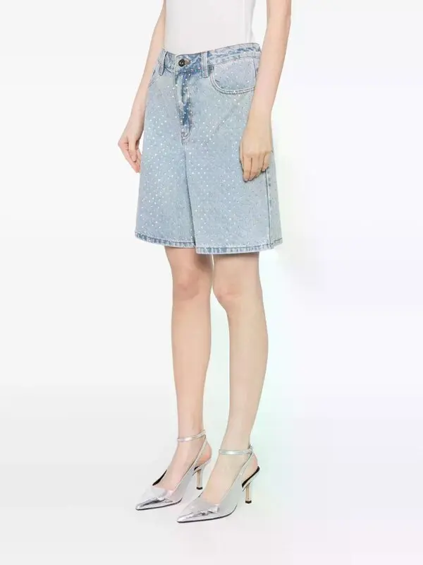 SELF-PORTRAIT Crystal-embellished Denim Shorts