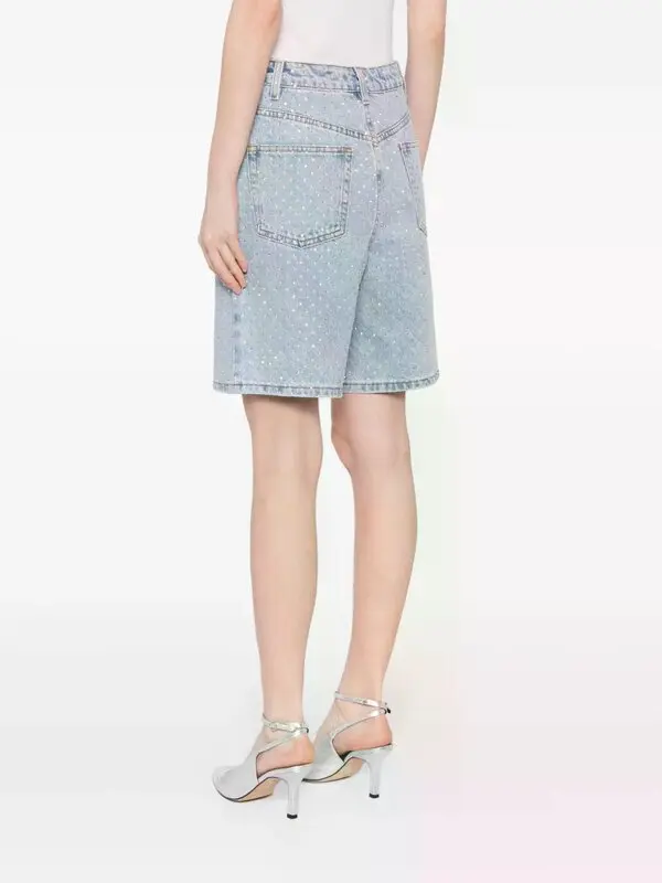 SELF-PORTRAIT Crystal-embellished Denim Shorts