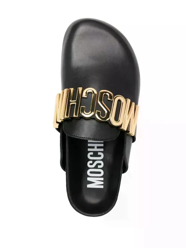 Moschino Logo-plaque Leather Mules